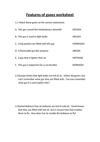 Gases Year 5 Lesson Plan Including Noble Gases | Teaching Resources