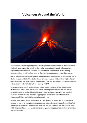 Volcanoes Around the World | Teaching Resources