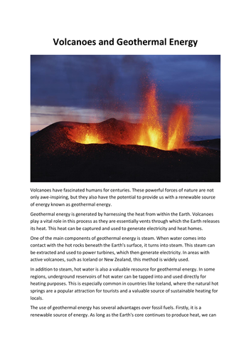 Volcanoes and Geothermal Energy | Teaching Resources
