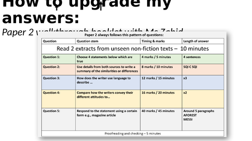 English Language Paper 2 Booklet Q1-5 AQA | Teaching Resources