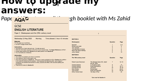 English Literature Paper 1 Booklet AQA | Teaching Resources