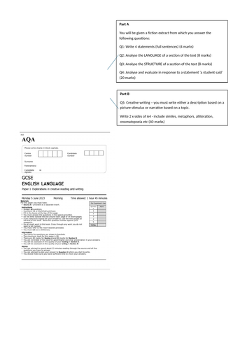 AQA Language and Literature Breakdown | Teaching Resources