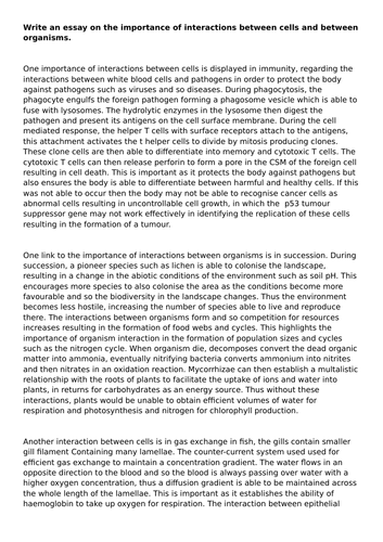 Aqa alevel biology 25 mark essay - interactions between cells and ...