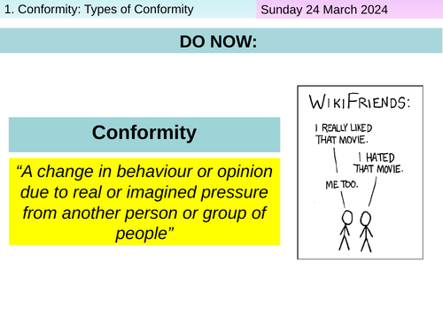 L1: Types & Explanations Of Conformity - Paper 1 - AQA Psychology ...