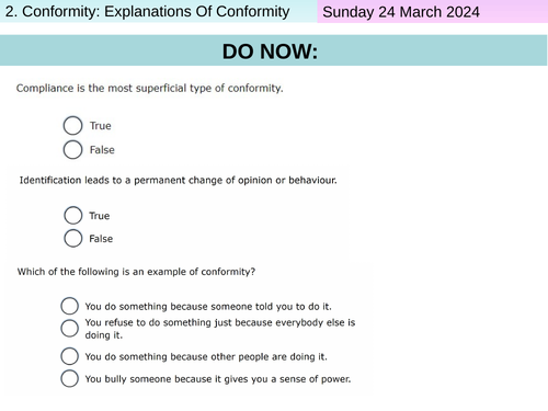 L1: Types & Explanations Of Conformity - Paper 1 - AQA Psychology ...