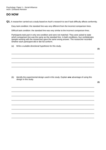 L3: Zimbardo & Conformity To Social Roles - Paper 1 - AQA Psychology ...