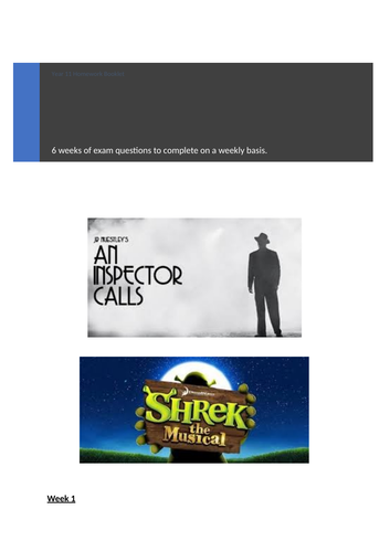 Eduqas Drama Homework booklet Section A/ B of the paper | Teaching ...