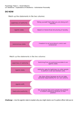 L6: Authoritarian Personality - Paper 1 - AQA Psychology | Teaching ...
