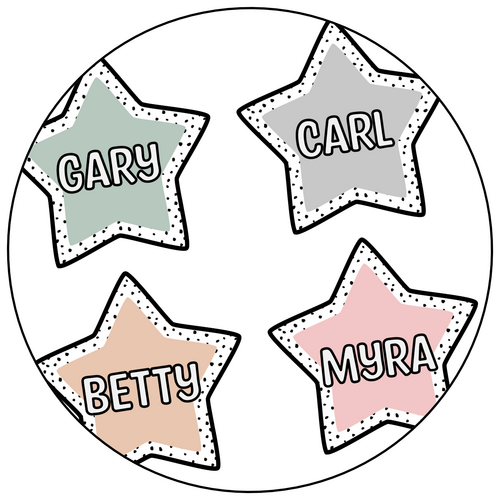Boho Neutral Spotty Stars Student Name Labels, Back to School Name ...
