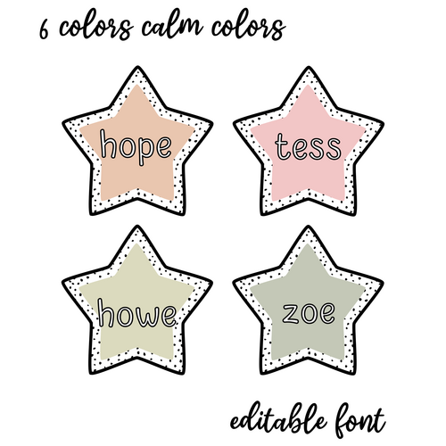 Boho Neutral Spotty Stars Student Name Labels, Back to School Name ...