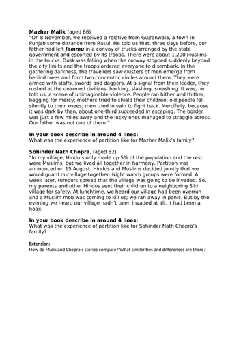 Partition of India | Teaching Resources