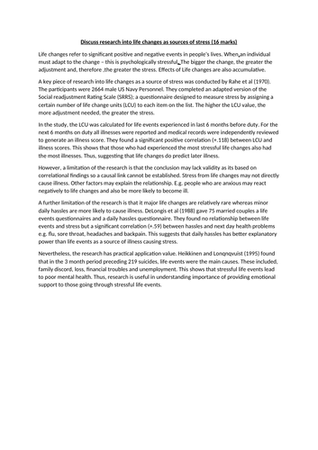 Stress Essays Bundle 16 Mark Model Answers AQA Psychology | Teaching ...