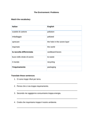 Italian environmental problems and solutions | Teaching Resources