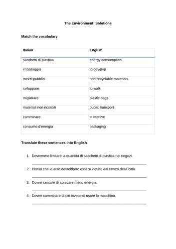 Italian environmental problems and solutions | Teaching Resources
