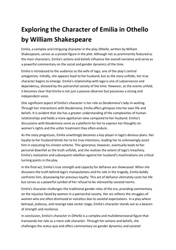 Exploring the Character of Emilia in Othello by William Shakespeare ...