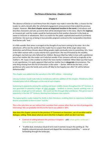 The Picture of Dorian Gray - Chapter 5 and 6 Notes (Analysis & Links to ...