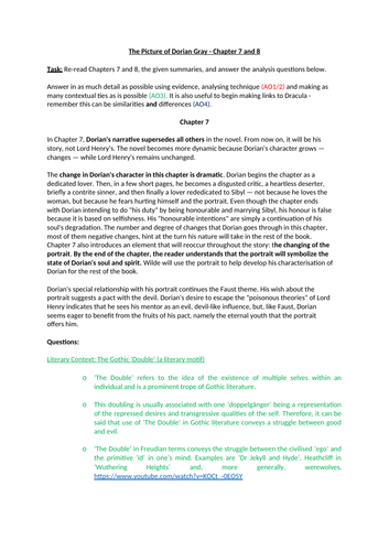 The Picture of Dorian Gray - Chapter 7 and 8 Notes (Analysis & Links to ...