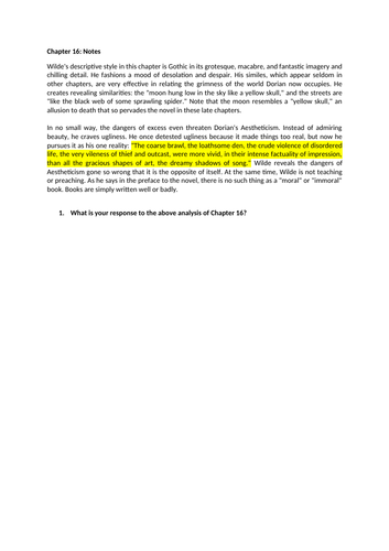 The Picture of Dorian Gray - Chapter 16, 17 and 18 Notes (Analysis ...