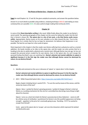 The Picture of Dorian Gray - Chapter 16, 17 and 18 Notes (Analysis ...