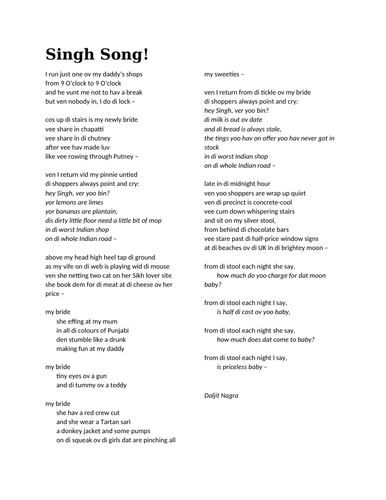 Singh Song! (2 Lessons - With Annotations) | Teaching Resources