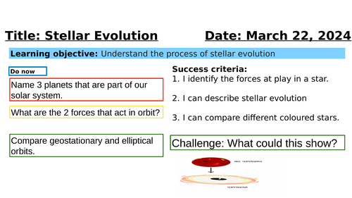 Stellar Evolution - Life of a star - Journey of a star | Teaching Resources