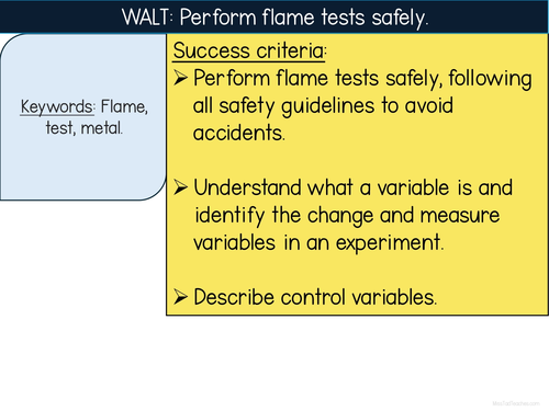 Lesson 5: Flame tests-Part of the comprehensive Science Skills Unit ...