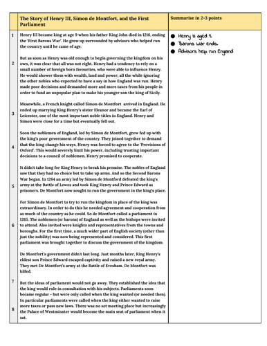 The First Parliament & Simon de Montfort | Teaching Resources