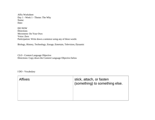 Affix Lesson - Day 1 - The History of the Affixes | Teaching Resources