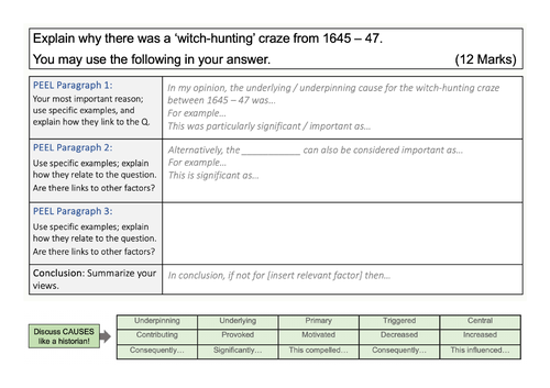 The 'Witch Craze' of the Early Modern Period: Exam Practice (Edexcel ...