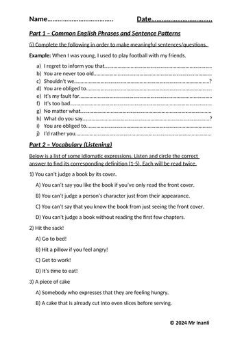 Common phrases and sentence patterns, vocabulary, grammar - The forms ...