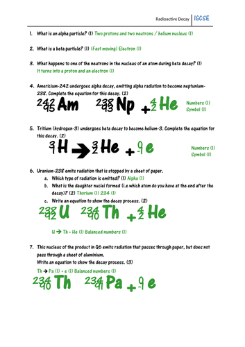 Radioactive Decay Worksheet | Teaching Resources