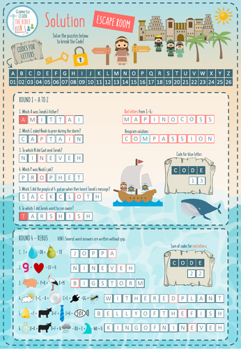 Jonah and the big fish - Escape Room | Teaching Resources