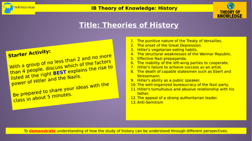 IB Theory of Knowledge - Theories of History | Teaching Resources