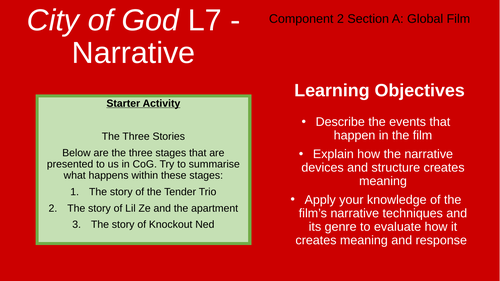 City of God Resource Pack AL Film Studies Eduqas | Teaching Resources