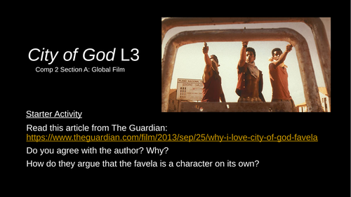 City of God Resource Pack AL Film Studies Eduqas | Teaching Resources