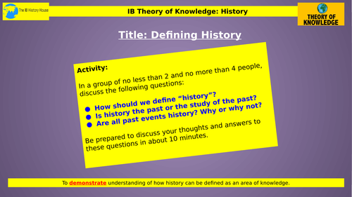 IB Theory of Knowledge - Defining History | Teaching Resources