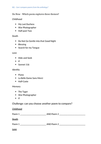 Edexcel iGCSE poetry revision | Teaching Resources