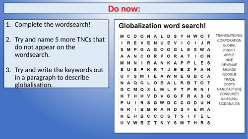 KS3 Geography Globalisation & TNCs 12 lessons + assessment. Trade, TNCs ...