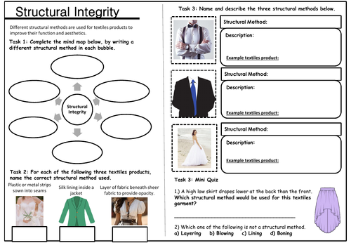 Textiles/DT Cover work/ Cover worksheet - Structural Integrity ...