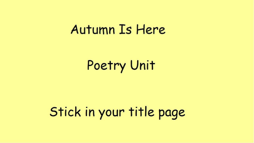 Autumn is Here poetry unit from The Write Stuff | Teaching Resources