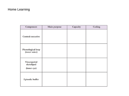 L4: Working Memory Model - Memory - Paper 1 - AQA Psychology | Teaching ...