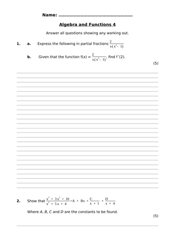 A Level Mathematics Assessment Pack | Teaching Resources