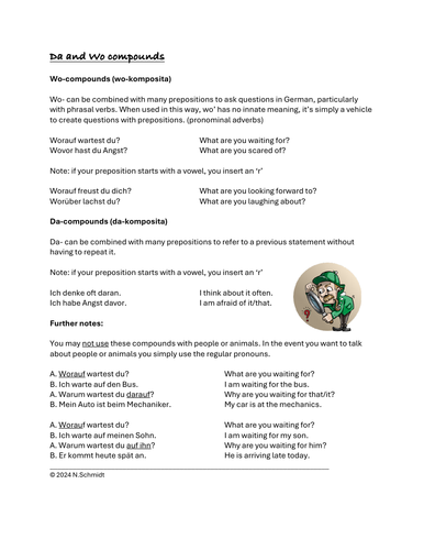 Da and Wo Compounds in German: Dative and Accusative Phrasal Verbs List ...