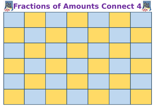 Fractions of Amounts Connect 4 | Teaching Resources