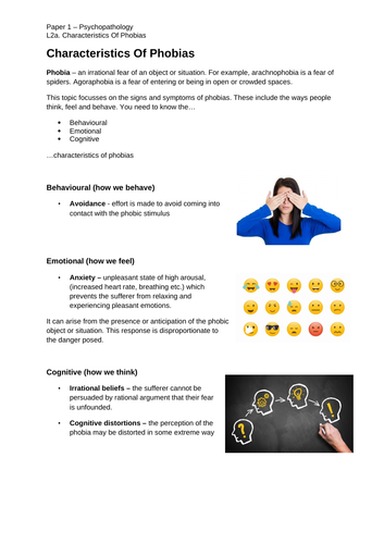 L2: Explanations Of Phobias - Psychopathology - AQA Psychology ...