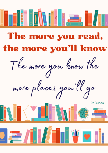 Reading Poster Print motivational quote | Teaching Resources