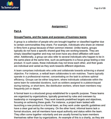 Unit 9: Team Building - Assignment 1 (Distinction Example) | Teaching Resources