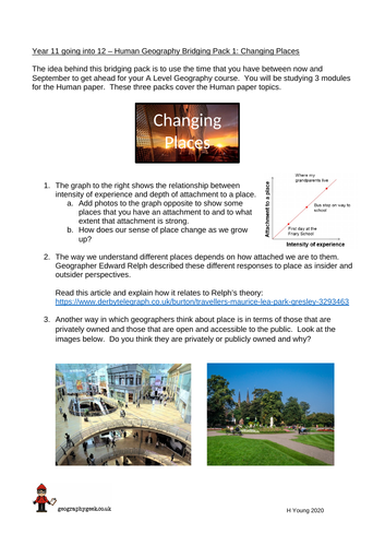 Geography A Level bridging pack - Changing Places | Teaching Resources