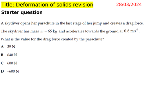 Deformation of solids revision lesson for AS Physics 9702 | Teaching ...