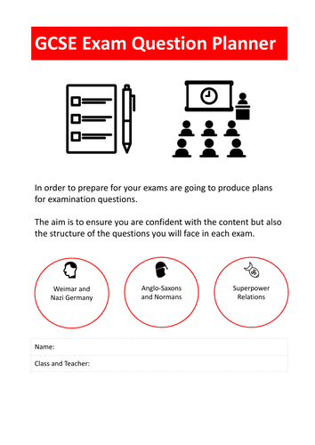 Edexcel GCSE History Exam Question Planners | Teaching Resources